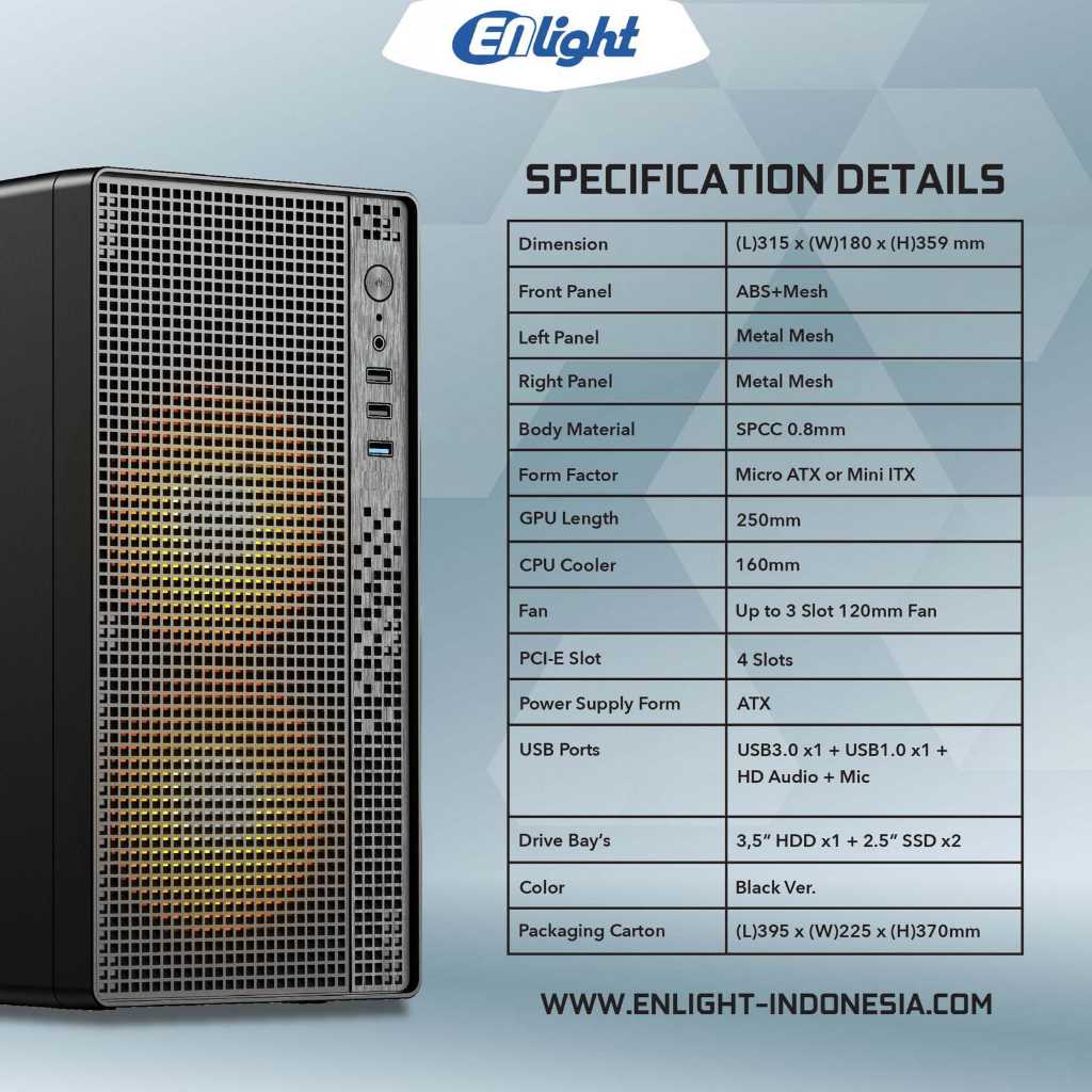 Jual Casing Enlight EN230 - Casing Enlight EN-230 - Micro ATX PC Case ...