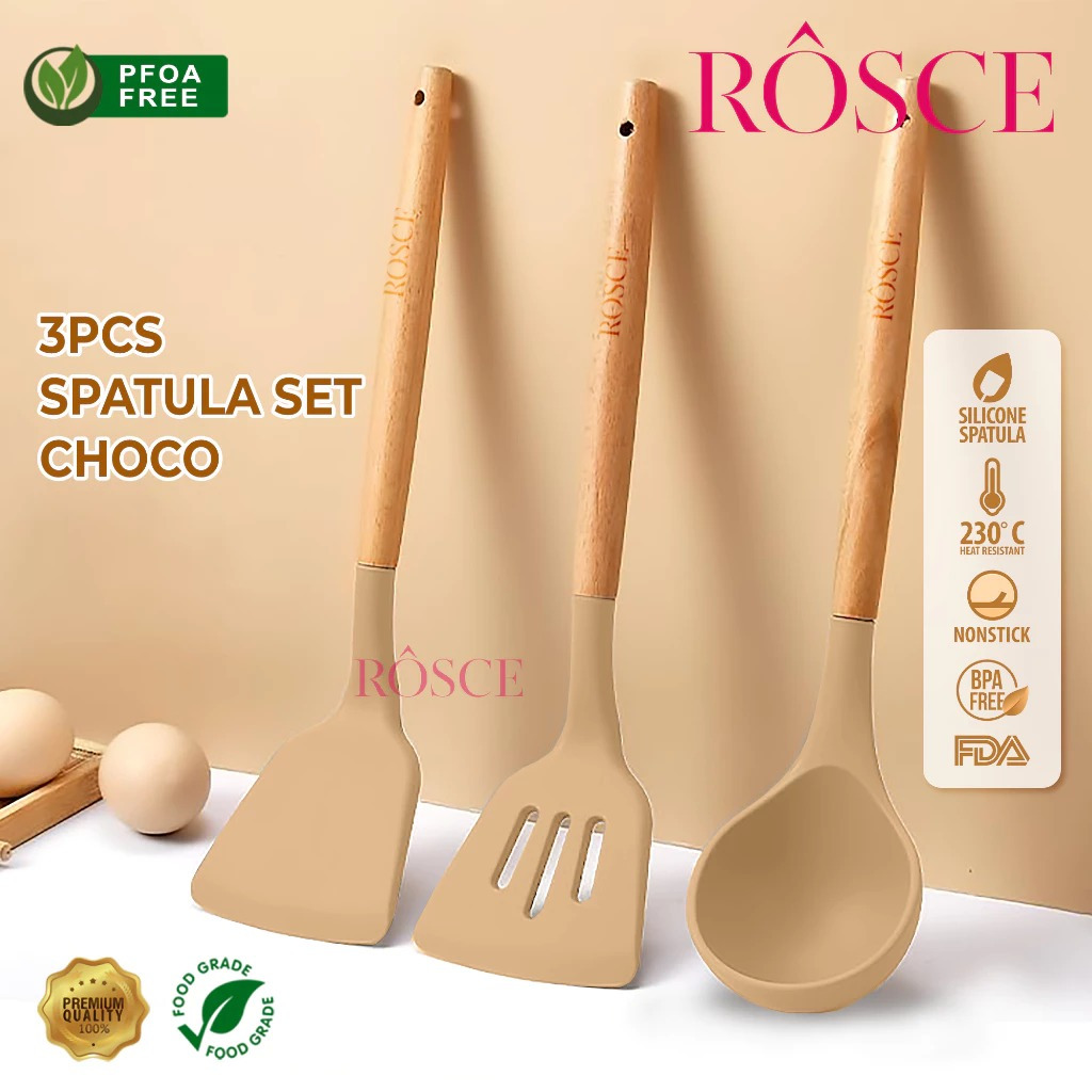 Jual ROSCE SPATULA SET 3PCS sutil silikon sendok soup silicone slotted ...
