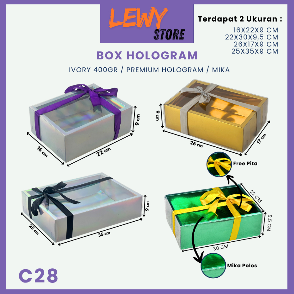 Jual Box Kado Mika / Box Hologram / Gift Box / Hampers Premium / Bungkus Kado / C28 | Shopee ...