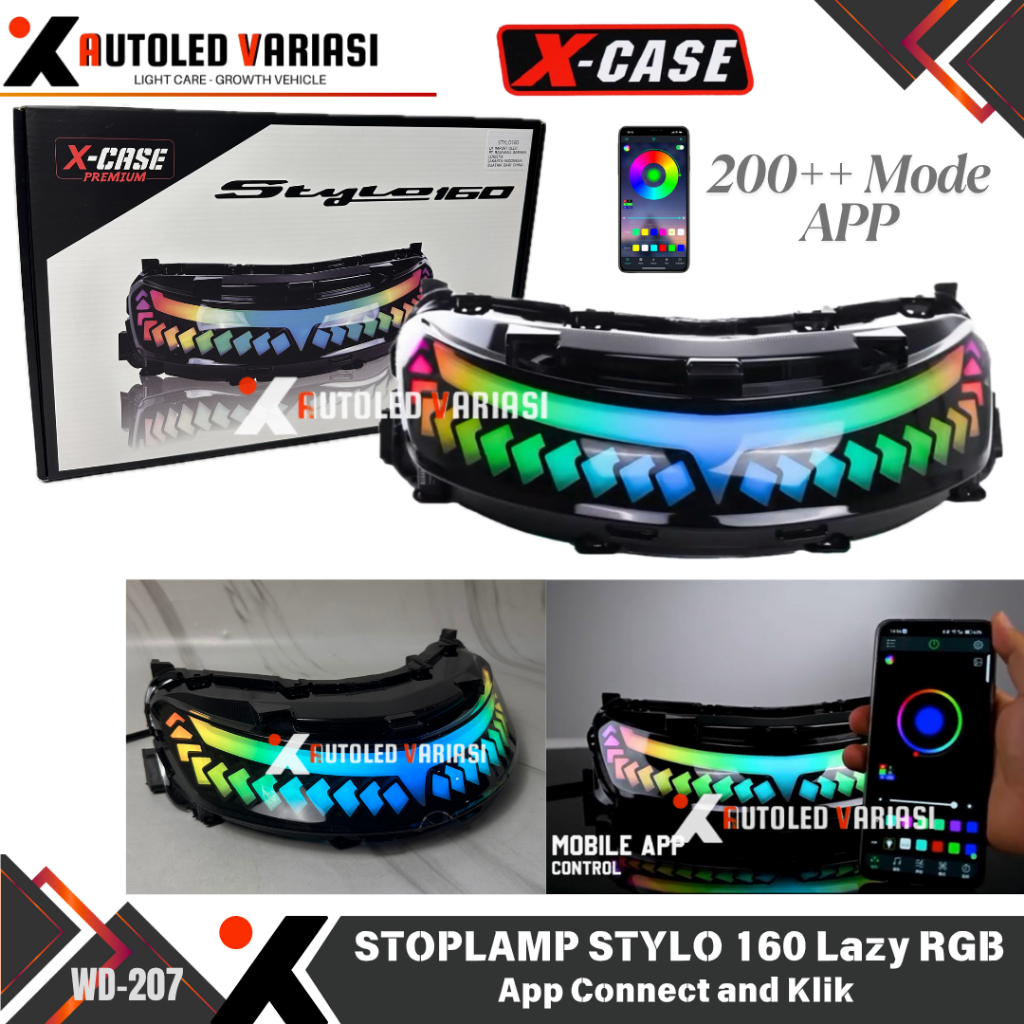Jual Lampu Stop Lazy Stylo 160 ABS New Model Diamond Crystal RGB ...