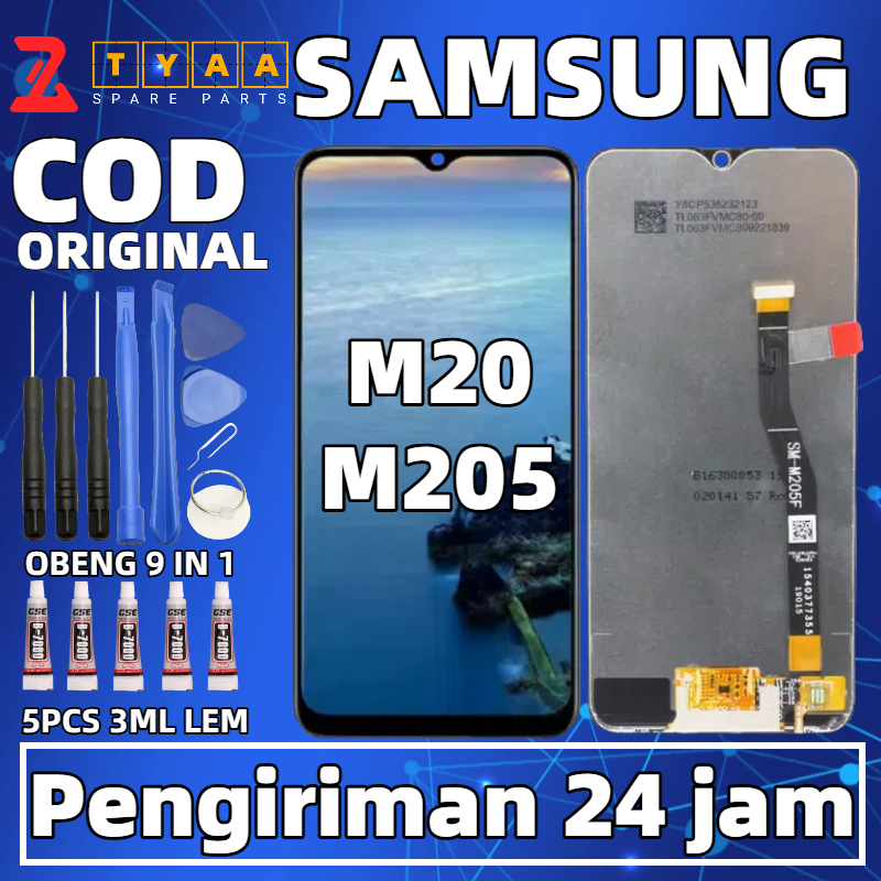 Jual 【ORIGINAL】LCD TOUCHSCREE SAMSUNG M20/M205 FULLSET LAYAR ASLI + LEM ...