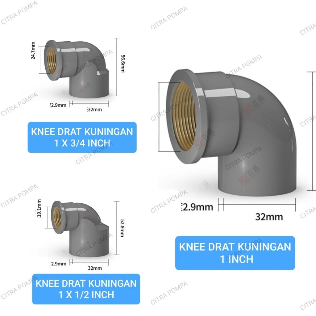 Jual Knee drat kuningan 1x 1 inch ,faucet elbow 1 x 3/4 ,keni drat 1 x ...