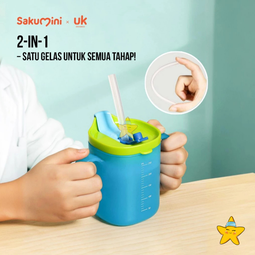 Jual HBK Sakumini 2in1 Training Duckbilly Straw Cup 250 Ml Gelas Minum Sedotan Anak Sippy Cup ...