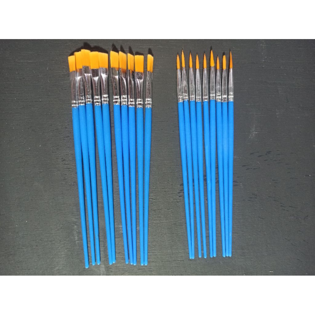 Jual kuas lukis akrilik canvas eceran flat pipih/point lancip | Shopee ...