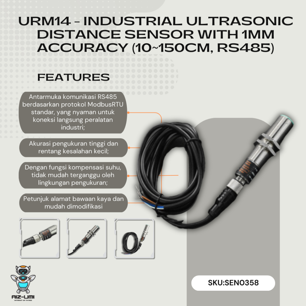 Jual DFRobot URM14 RS485 Precision Ultrasonic Sensor(200KHz) | Shopee Indonesia
