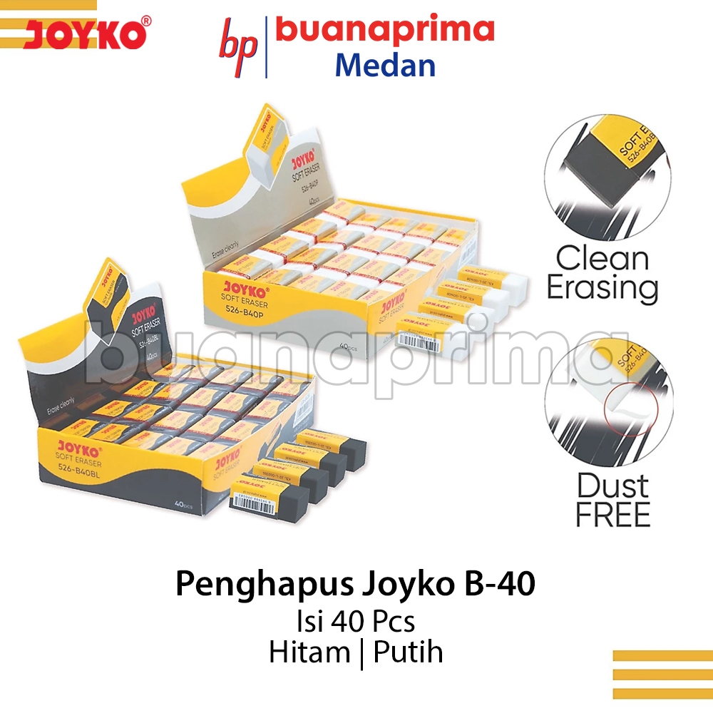 Jual Penghapus JOYKO B40 1 BOX isi 40 pcs Stip Pensil Eraser Pencil ...