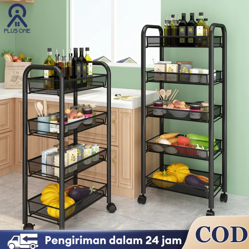 Jual Rak Lantai Beroda Rak Troli Penyimpanan Susun Dapur Stainless ...