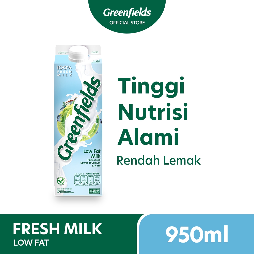 Jual Susu Segar Greenfields - Fresh Milk Low Fat 950ml | Shopee Indonesia