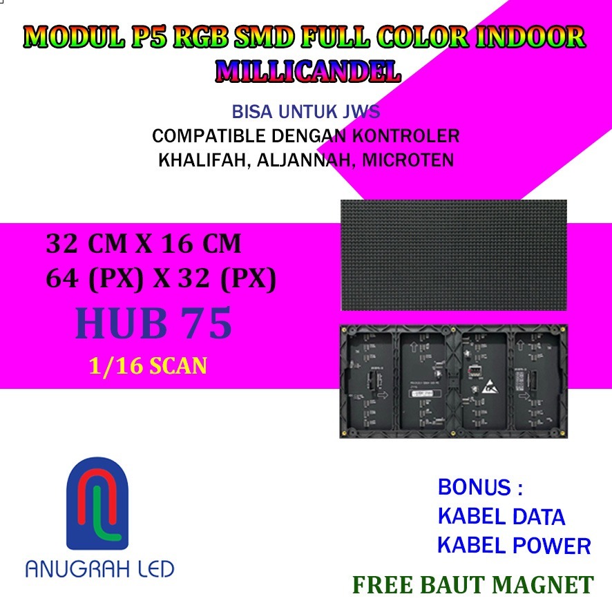 Jual LED MODUL PANEL LED P5 FULL COLOR RGB SMD INDOOR BISA JWS | Shopee ...