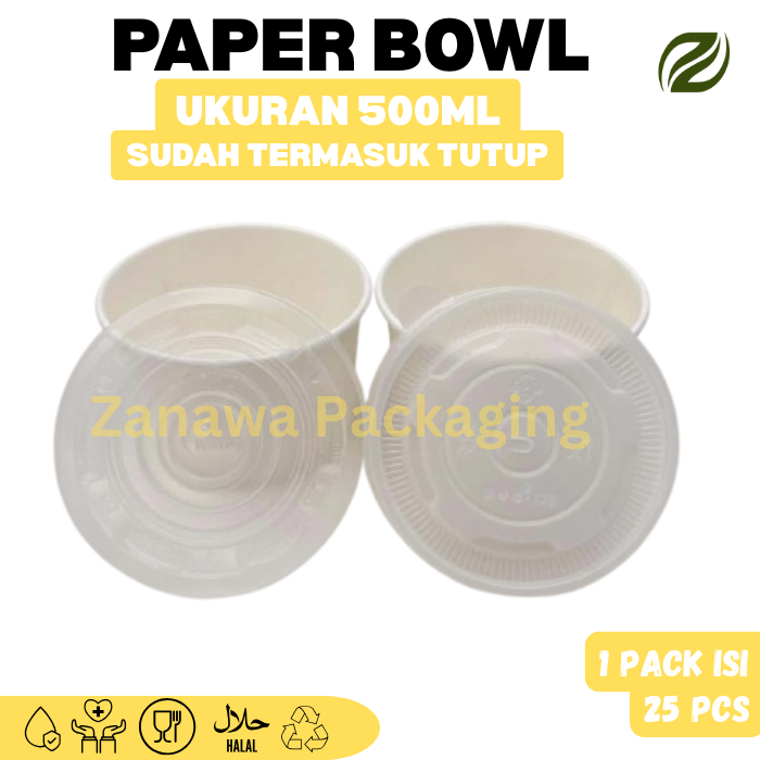Jual Paper Bowl Kraft Putih 500ml Laminasi Food Grade Mangkok Kertas ...