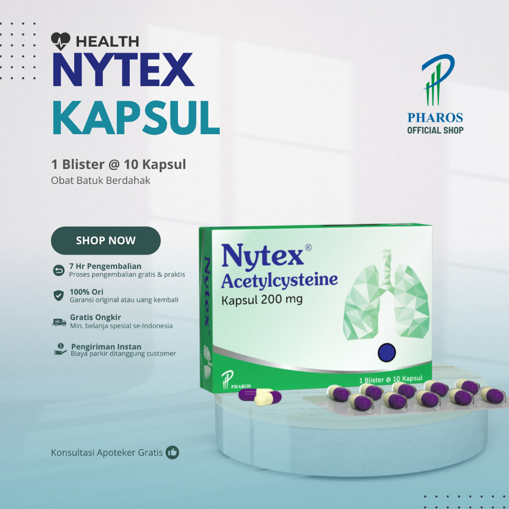 Jual Nytex 200 mg 10 Kapsul / Acetylcysteine / Obat Batuk / Pengencer ...