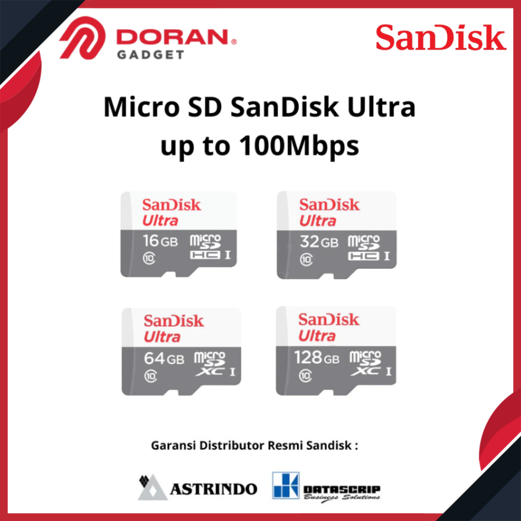 Jual Sandisk Memory Card | Micro SD 16GB | 32GB | 64GB | 128GB SanDisk Ultra up to 100Mbps Class ...