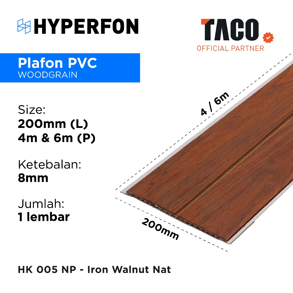 Jual Hyperfon Plafon PVC Serat Kayu Doff Tebal 8mm - HK 005 NP Iron ...