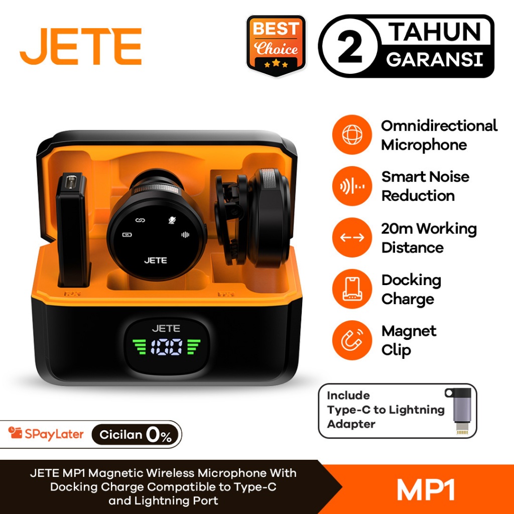 Jual JETE Microphone Wireless MP1 Magnetic Type C with Adapter ...