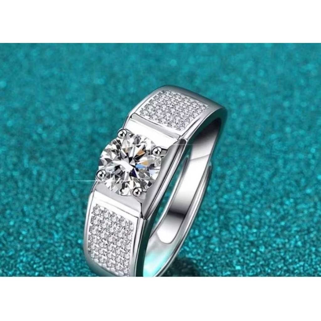 Jual cincin pria simple elegan full berlian gratis memo lab dan box ...
