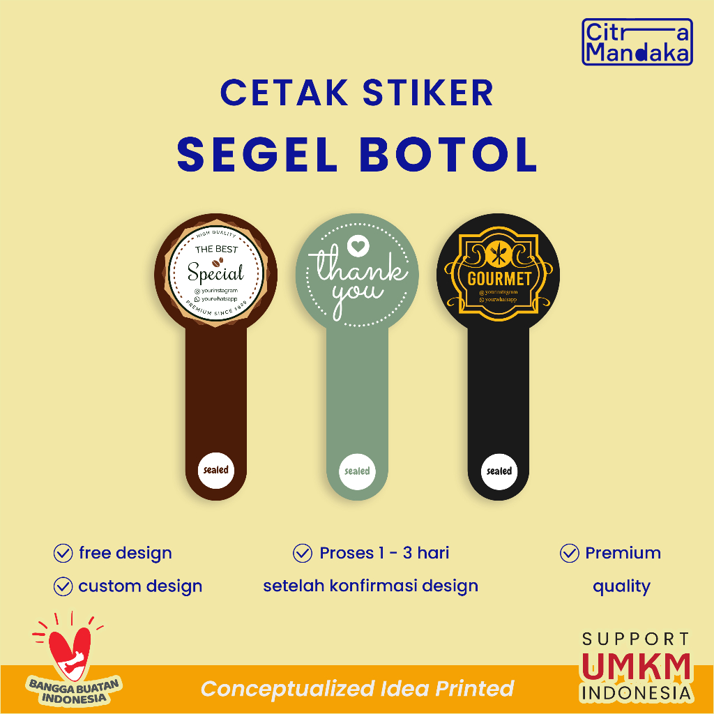 Jual Cetak Stiker Segel Botol Custom | Sticker Segel Toples Kue Kering ...
