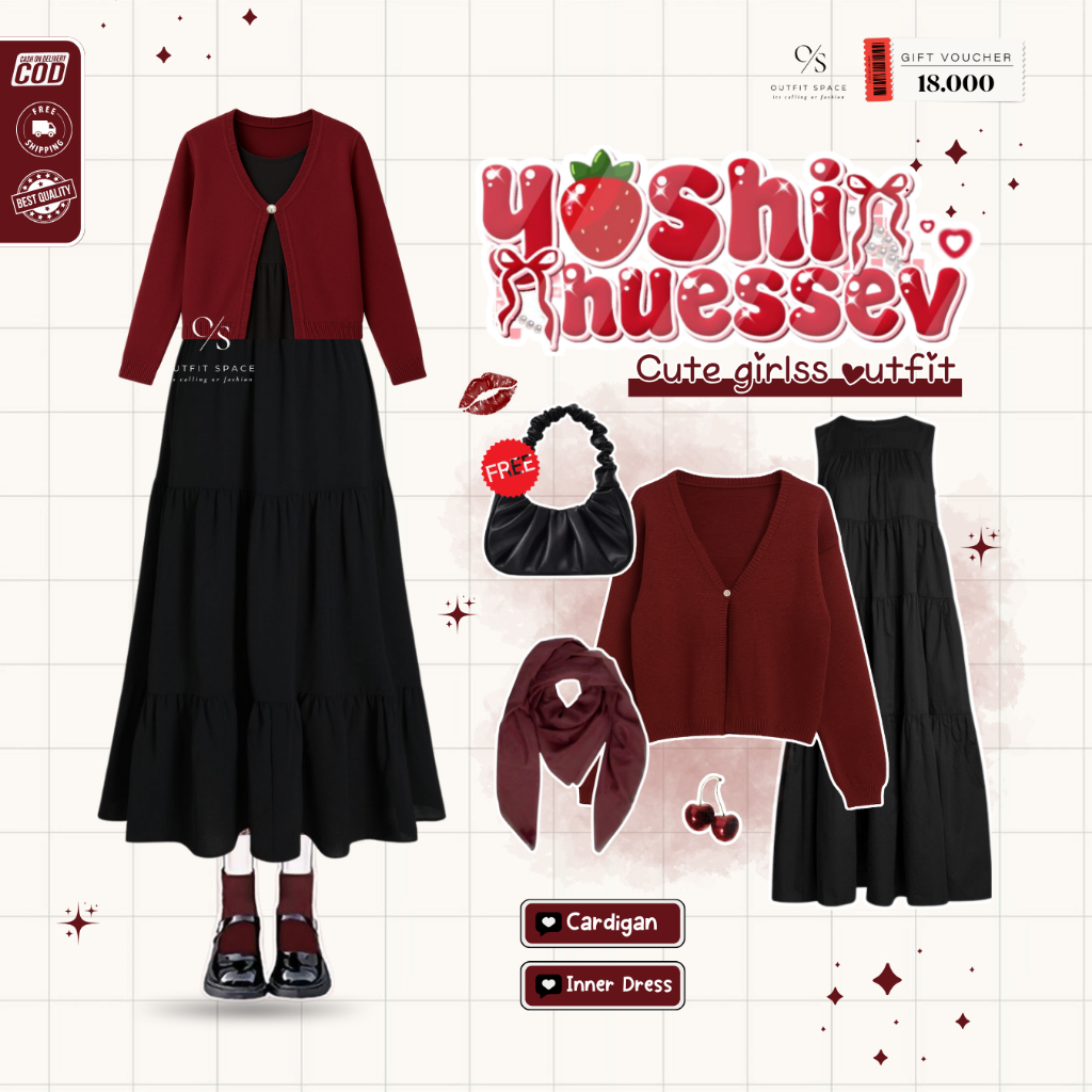 Jual PAKET HEMAT - One Set Wanita Korean Style | Bella Square Maroon ...