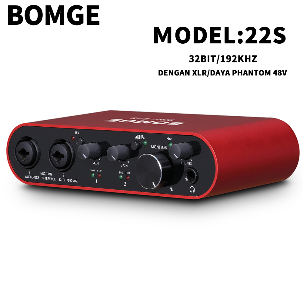 Jual BOMGE 22S USB Audio Interface Soundcard With XLR/48V Phantom Power,32Bit/192kHz | Shopee ...