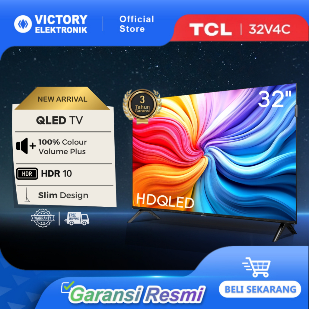 Jual [HD QLED Google TV] TCL 32 inch V4C - HDR 10 - Multiple Eye Care - Dolby Audio - Bezel-less ...