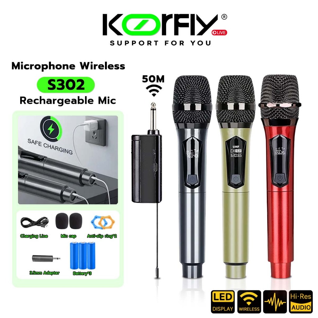 Jual Koorfly Advance Mic Wireless Karaoke S302 Mic Tanpa Kabel UHF ...