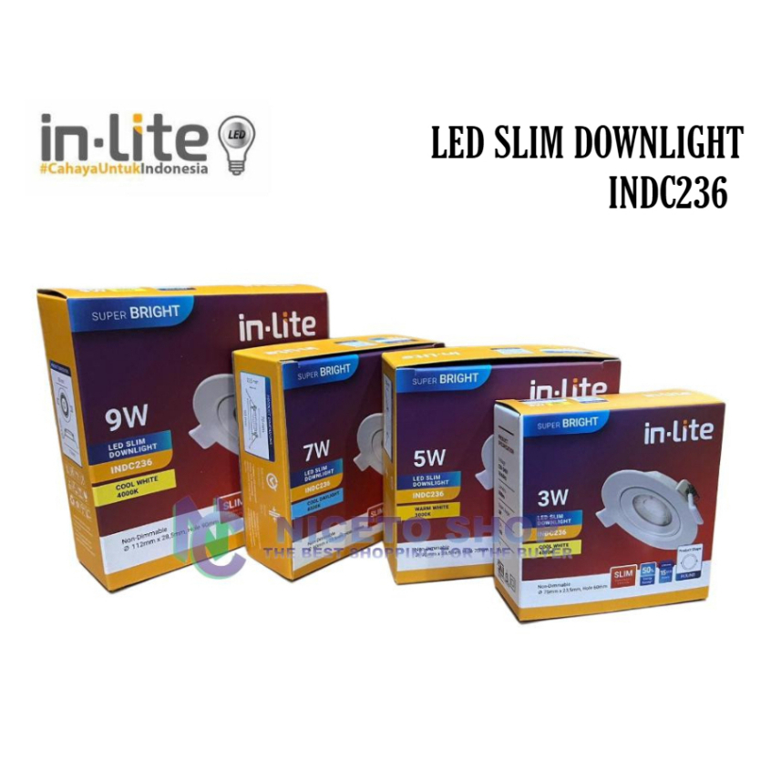 Jual Inlite Lampu Spotlight Slim LED 9W 7W 5W 3W INDC236 In-lite Spot Light 6500K 4000K 3000K ...