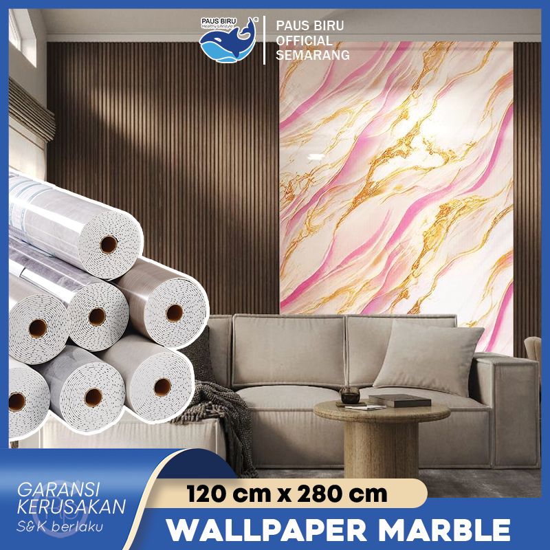 Jual Paus Biru - Wallpaper Dinding Motif Marble Roll 120 x 280cm ...