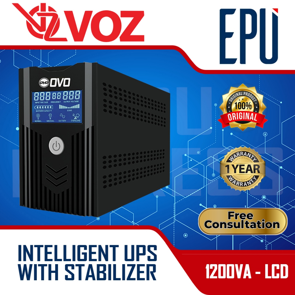 Jual OVO UPS 1200VA 650 Watt with AVR Stabilizer UPS LCD 1200 VA UPS ...