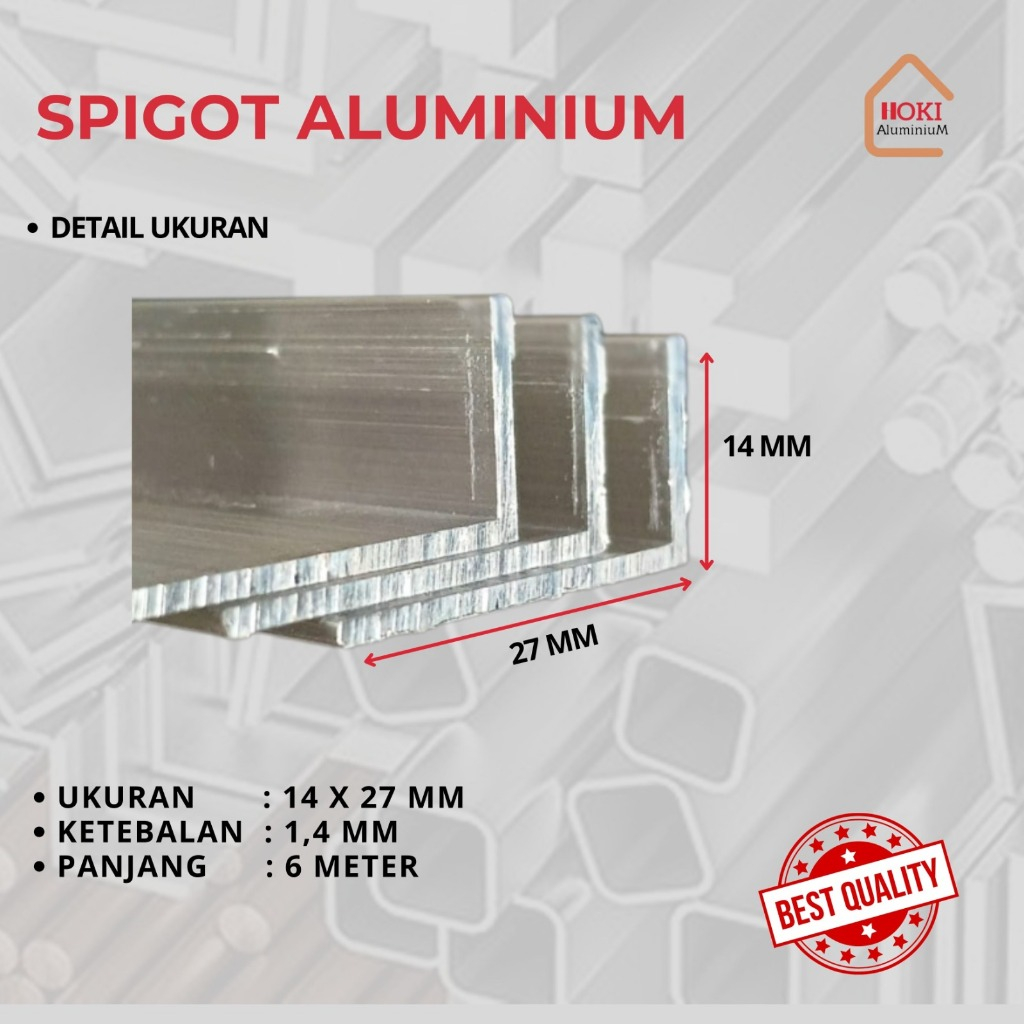 Jual (PANJANG 6 METER) SPIGOT ALUMINIUM UK 14 X 27 MM (GRATIS ONGKOS ...