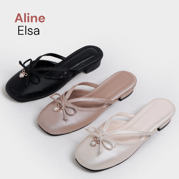 Jual ALINE Elsa Mules Mary Janes Hak 2cm Wanita Kekinian Korean Style ...