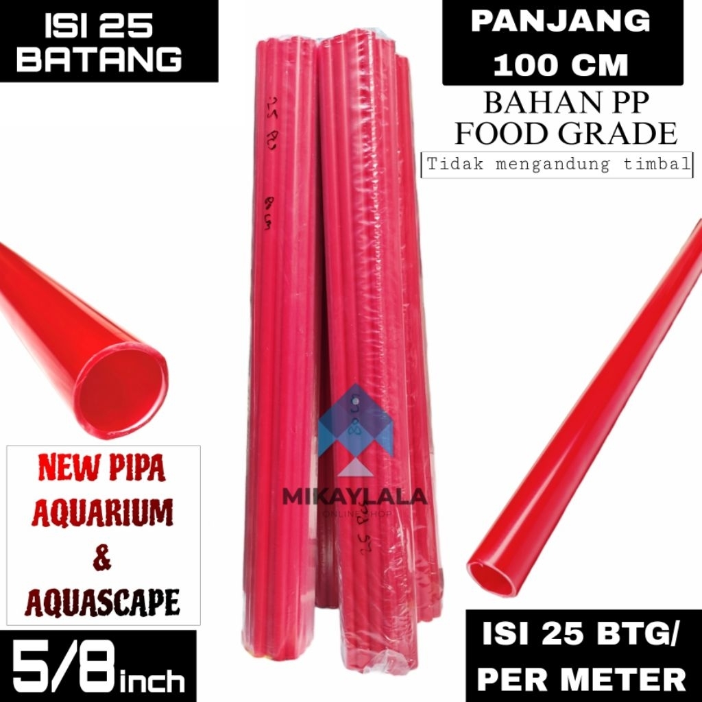 Jual Pipa Aquarium Panjang 100 cm Isi 25 Batang / Pipa Filter Merah 5/8 ...
