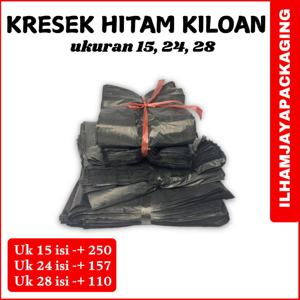 Jual (BERAT 1KG ) KRESEK HITAM UK 15, 24,28 / KRESEK PACKING KILOAN ...
