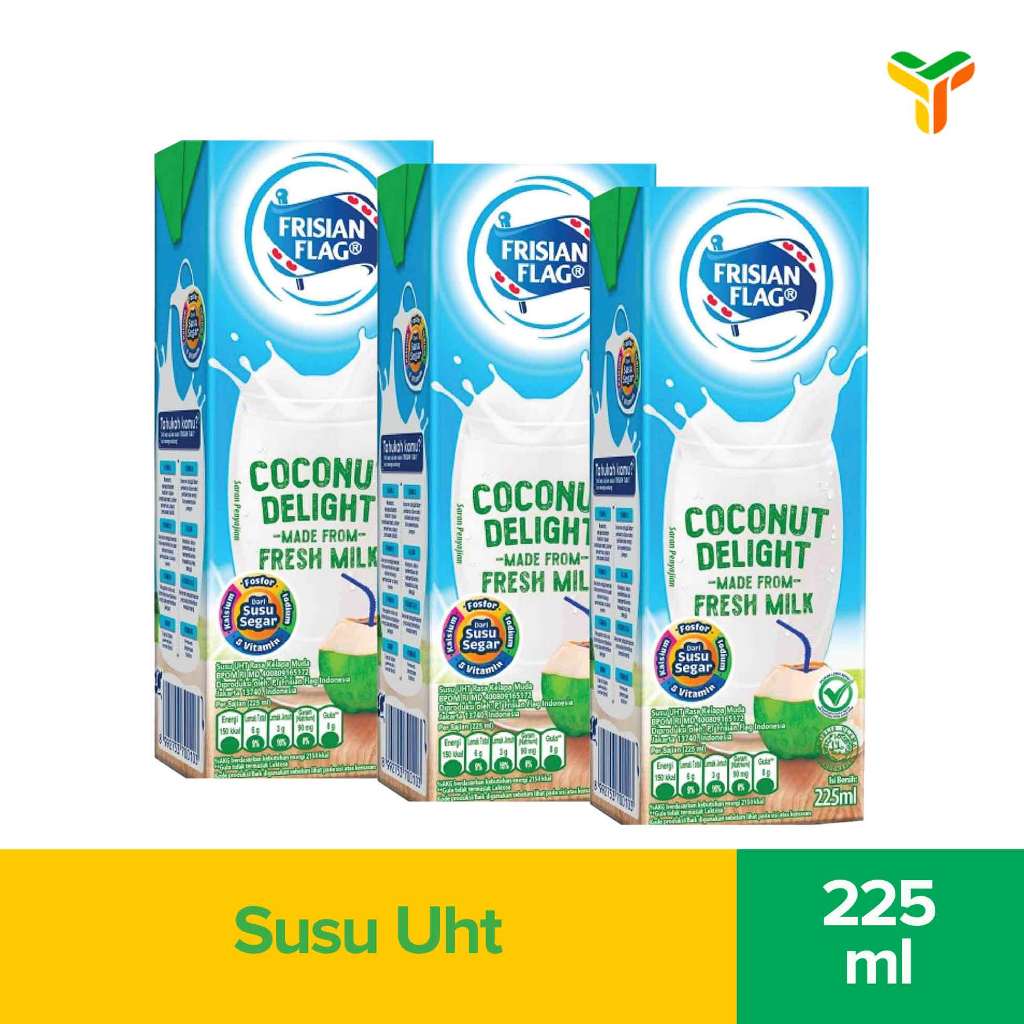 Jual 3pcs Frisian Flag Coconut Delight Uht 225Ml | Shopee Indonesia