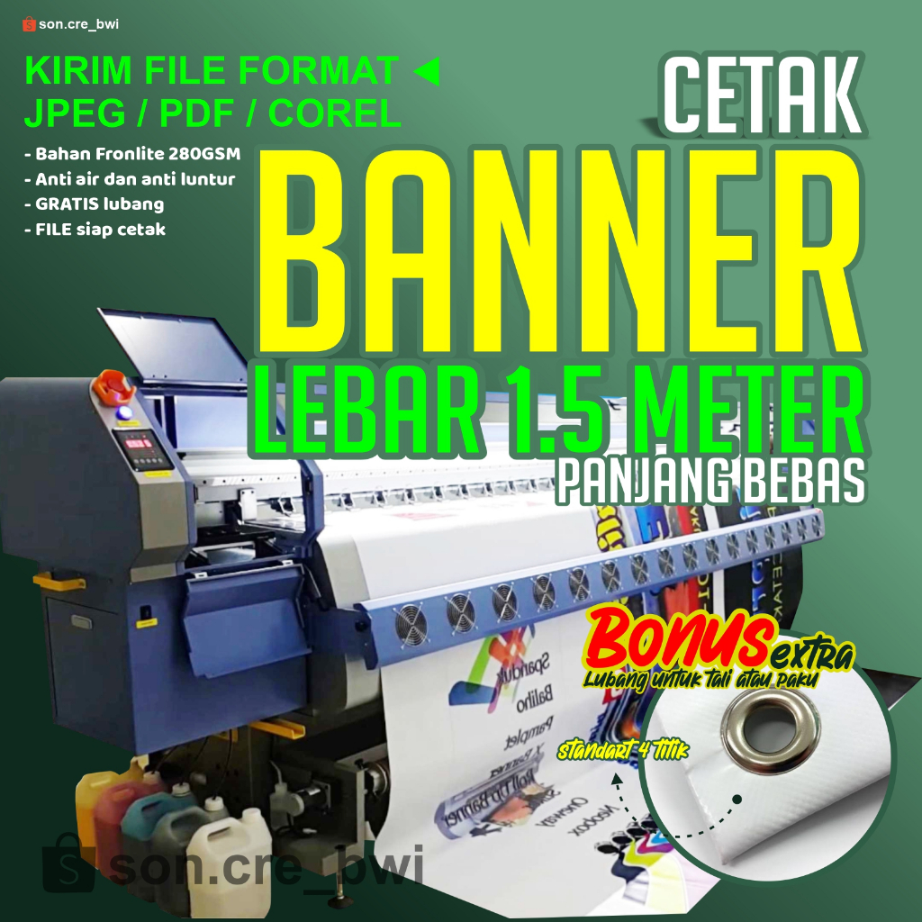 Jual Cetak Banner, Baner 280 gsm Lebar 1.5 meter | Shopee Indonesia