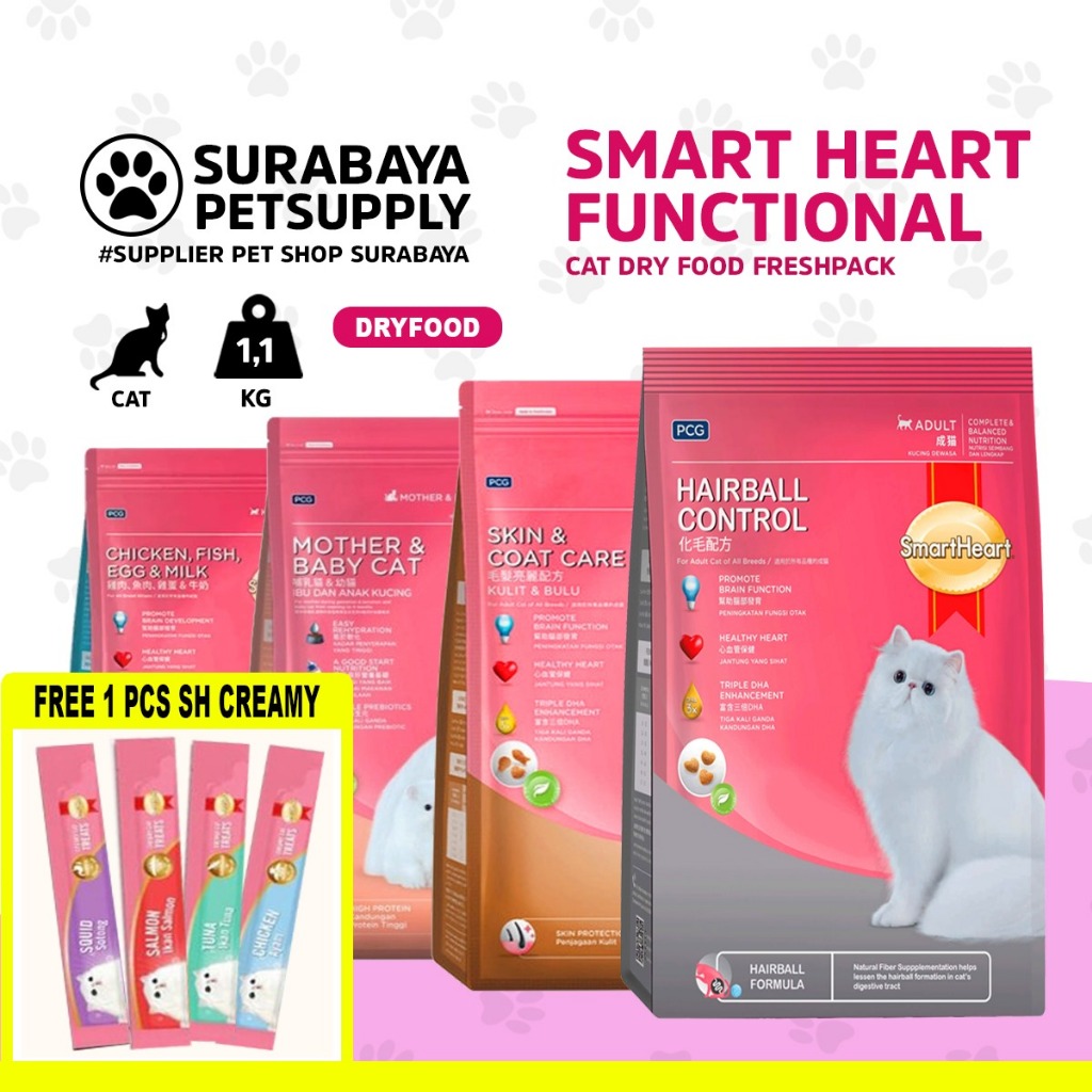 Jual [FREE 1 PCS SH CREAMY] Smartheart functional 1,1kg dryfood - Smart ...