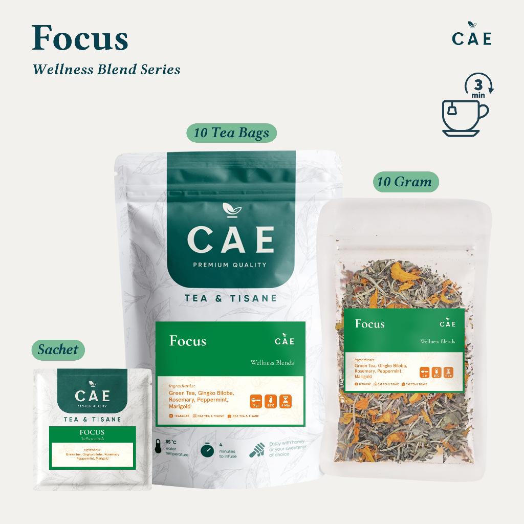 Jual FOCUS | Herbal Tea Blend Green Tea Gingko Biloba Rosemary ...