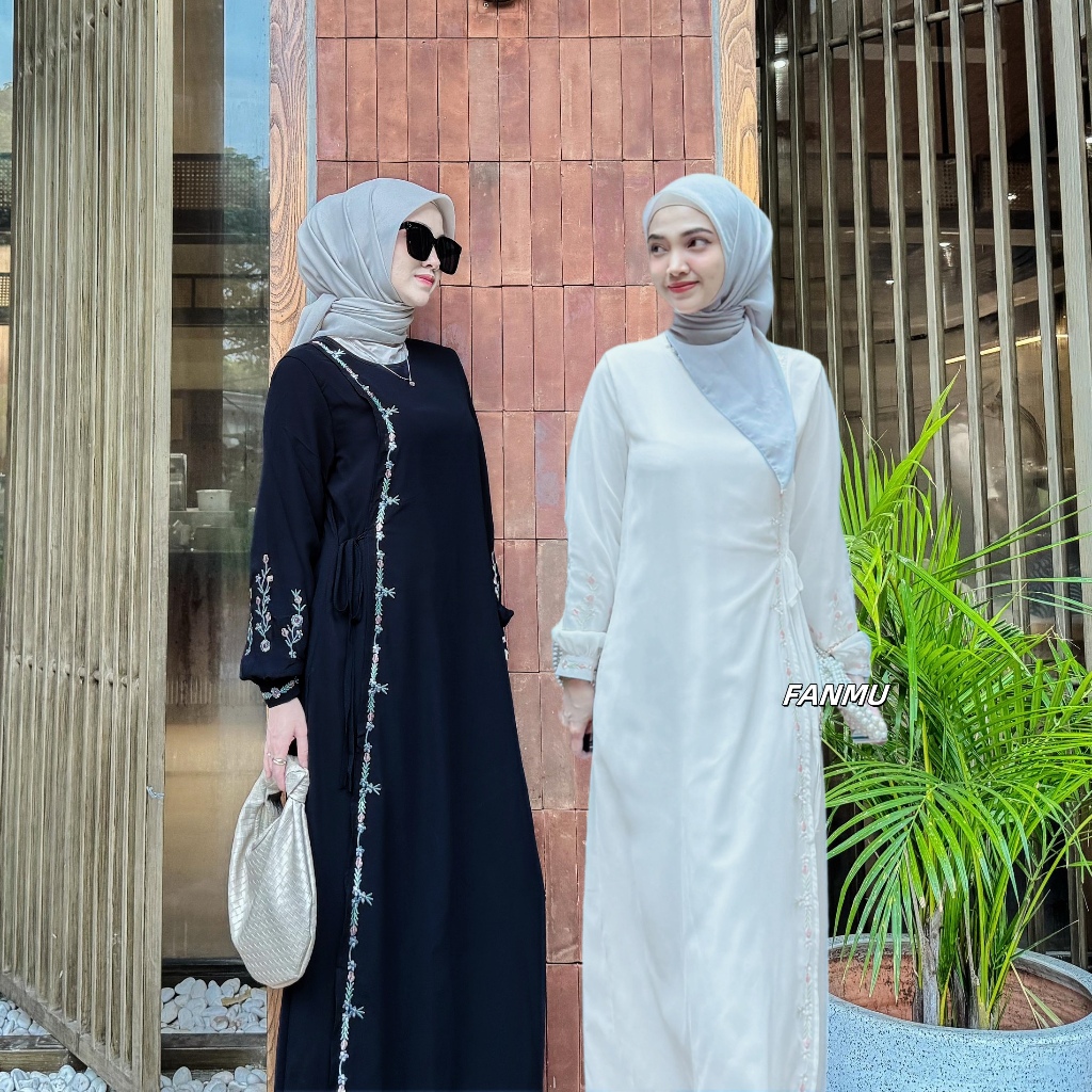 Jual FANMU Gamis Putih Muslim Wanita | Busana Dress Gamis Hitam Lebaran ...
