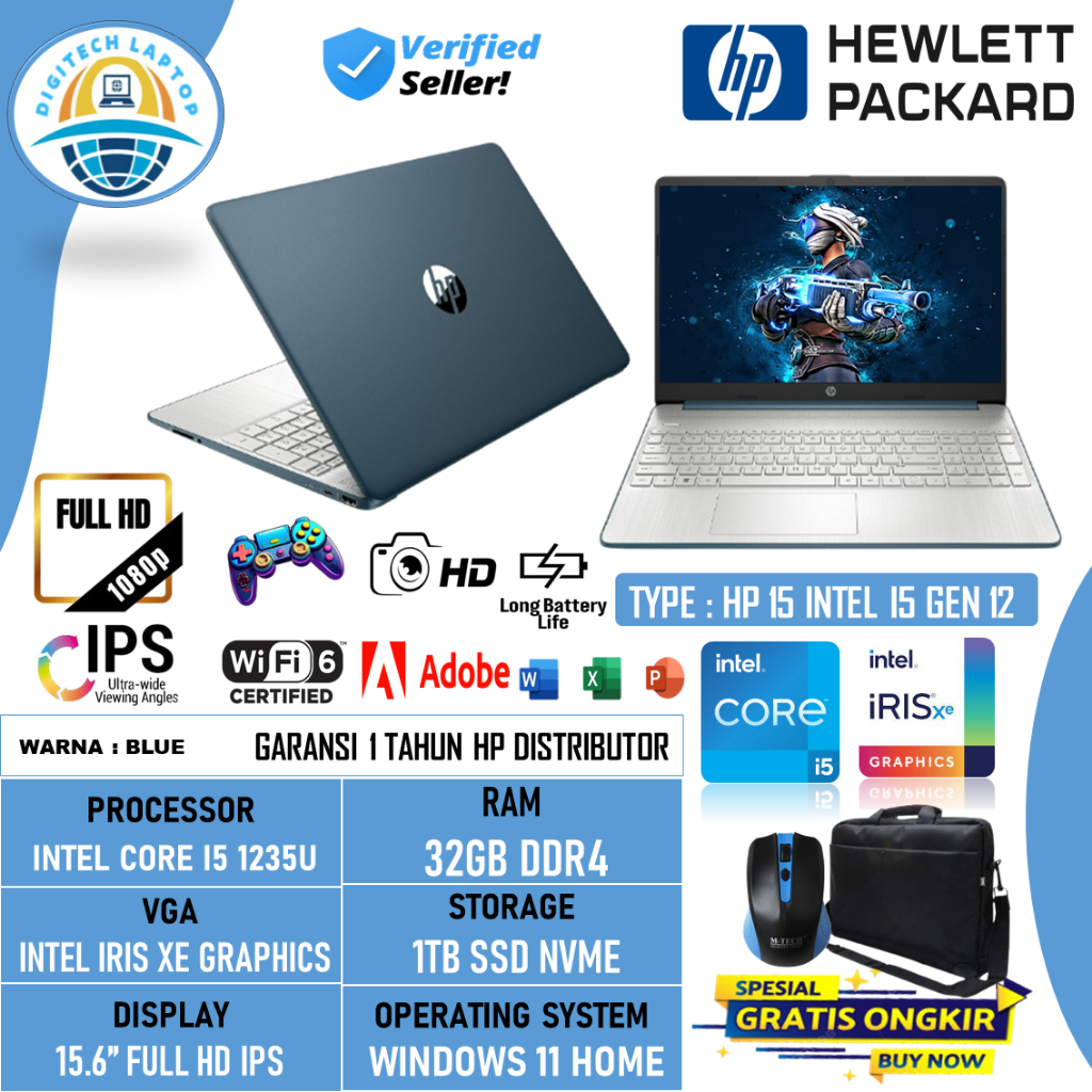 Jual PROMO Laptop HP 15 Intel Core i5 1235U 32GB 1TB SSD 15.6 Inch Full ...