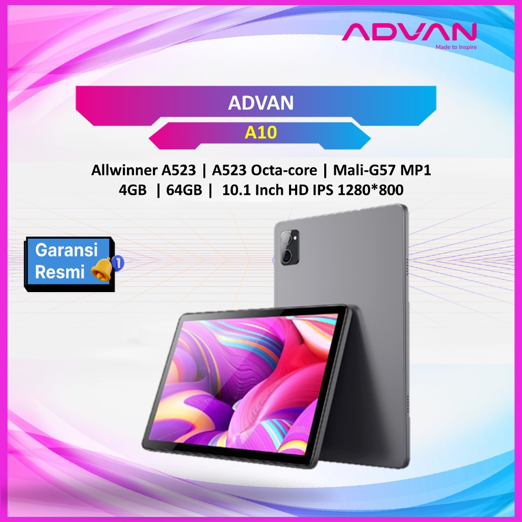 Jual TAB ADVAN / TABLET ADVAN A10 WIFI 4GB / 64GB ANDROID 14 10.1” IPS ...