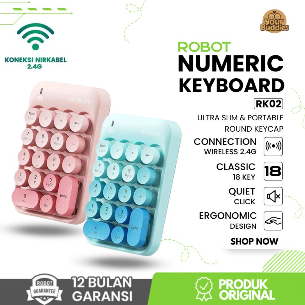 Jual ROBOT RK02 Keyboard Numeric Wireless Tanpa Kabel Koneksi 2.4G ...