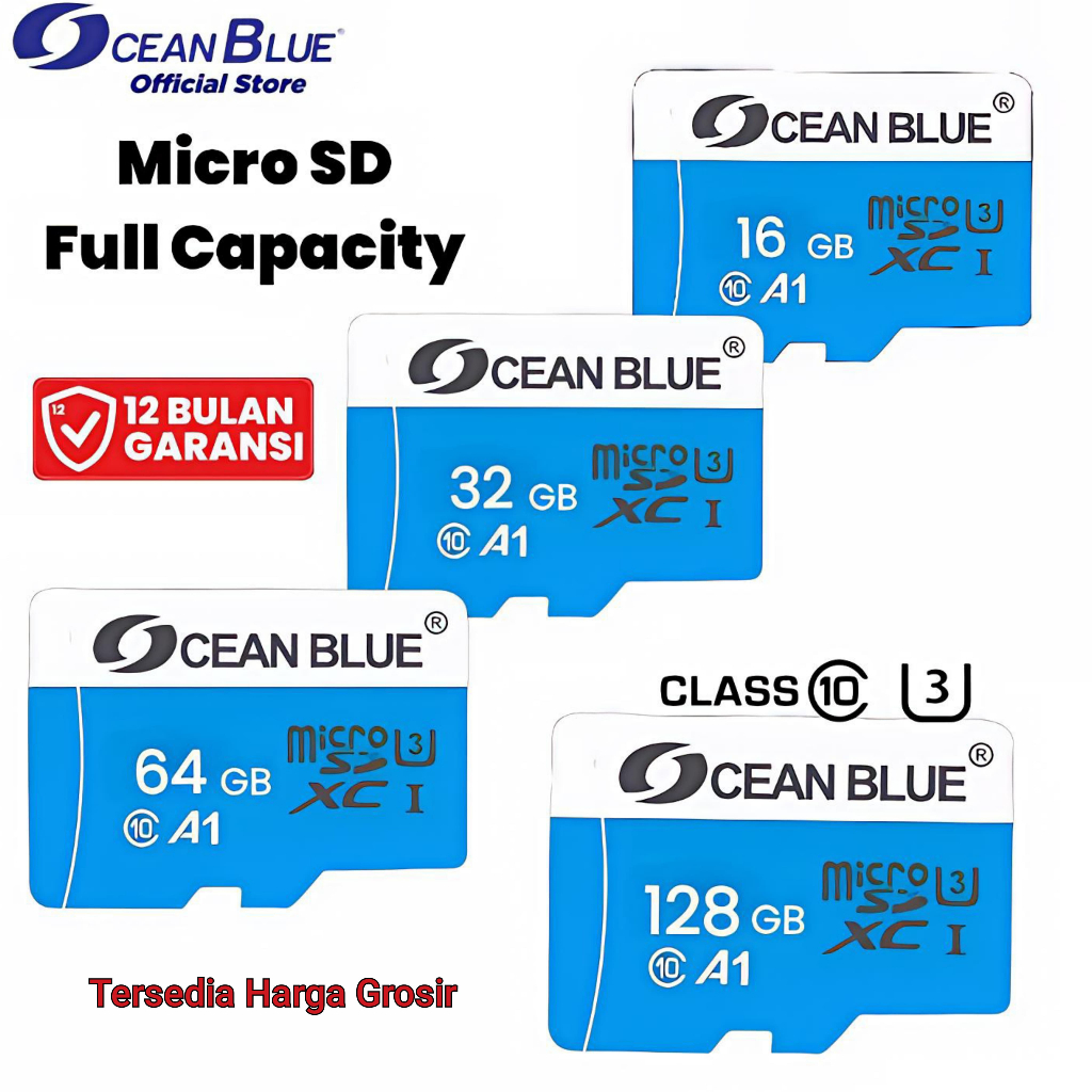 Jual OCEANBLUE Memory Card Hp Mmc Class 10 Micro Sd U3 16 32 64 128 Gb ...