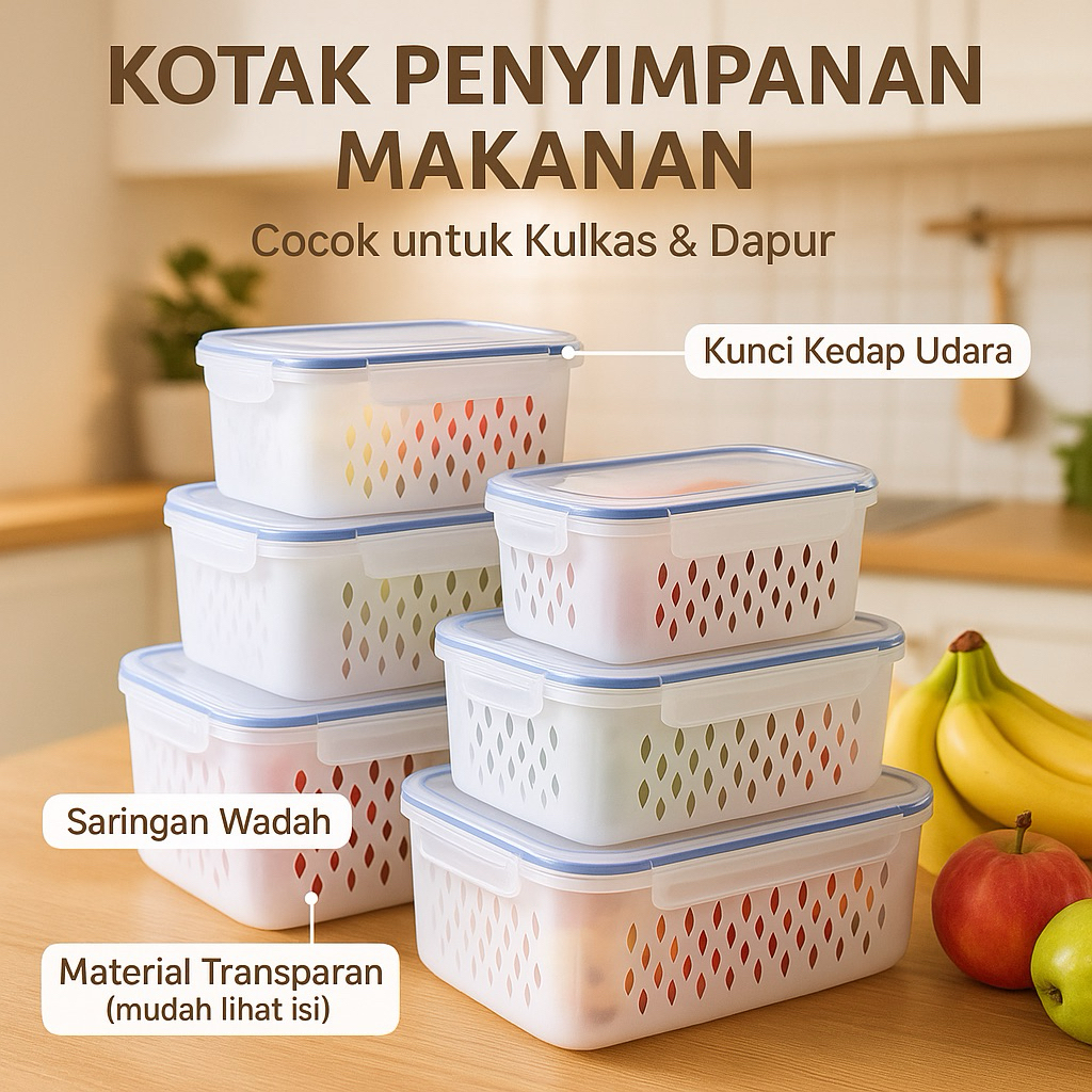 Jual PAKET 2 SET 6 PCS 3 Ukuran Food Container Kotak Penyimpanan ...