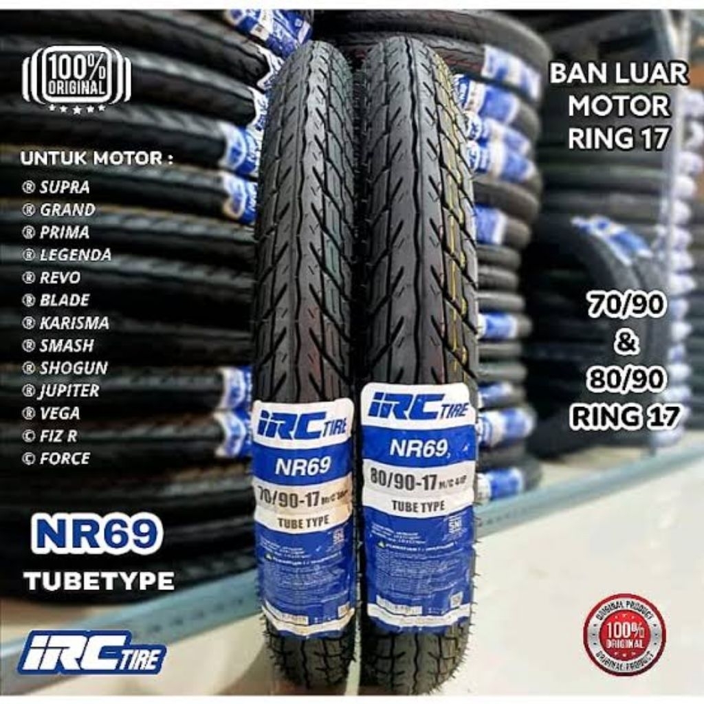 Jual BAN LUAR IRC NR 69 70/90 80/90 RING 17 TUBETYPE | Shopee Indonesia