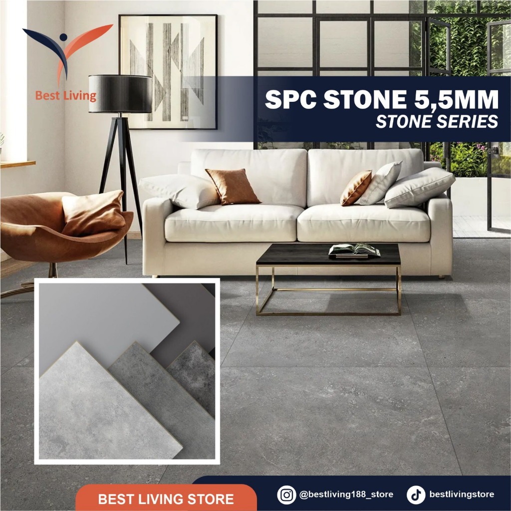 Jual SPC STONE 5.5MM LANTAI SPC FlOORING BILLION STONE SERIES PREMIUM ...