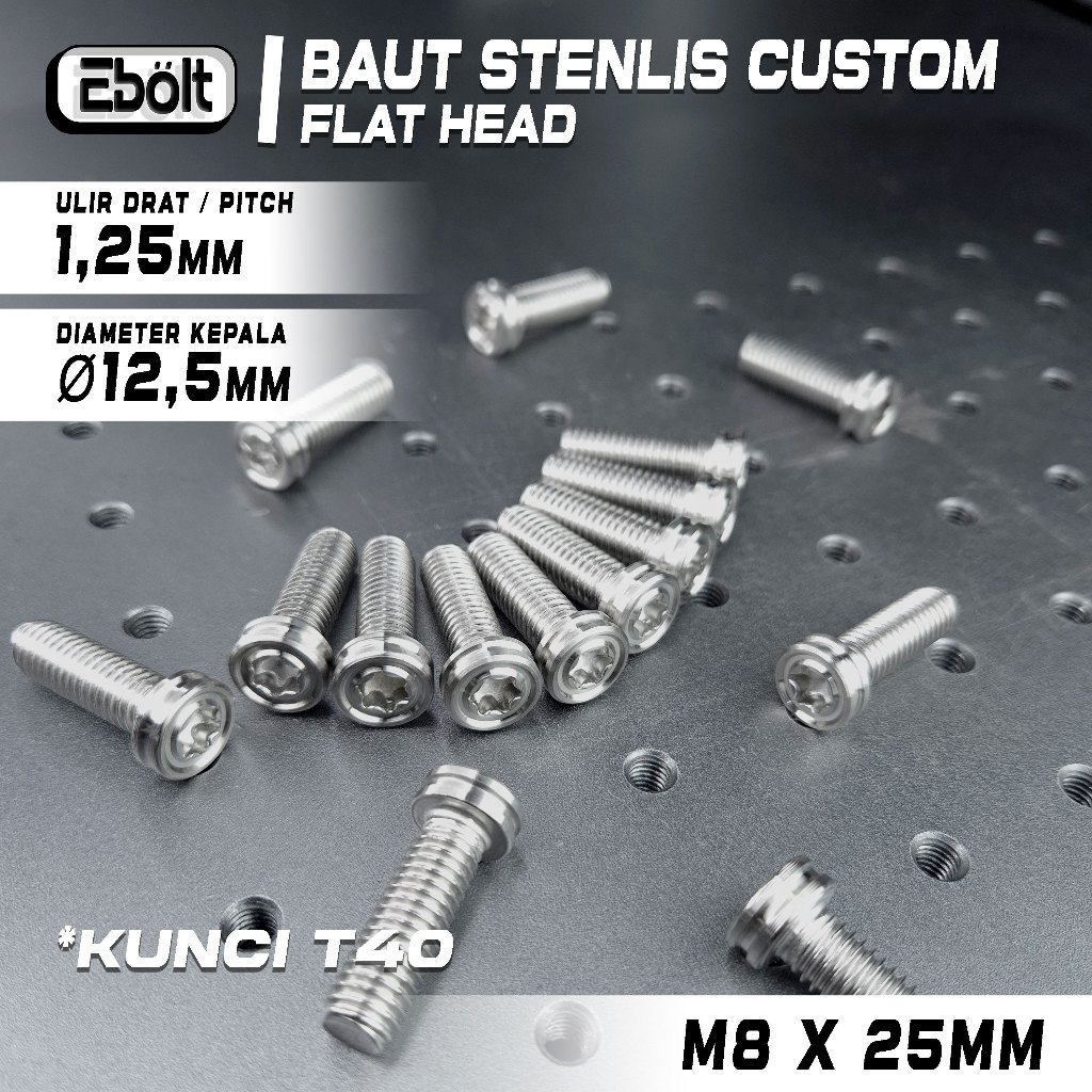 Jual BAUT L BINTANG CUSTOM UNIVERSAL BAUD STAINLESS STENLIS M8 PANJANG 25 MM PITCH 1.25 | Shopee ...
