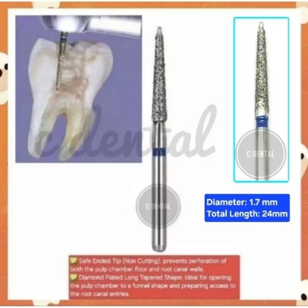 Jual Dental Endo Diamendo Bur Safe End Tip Non-Cutting Shaping Outline ...