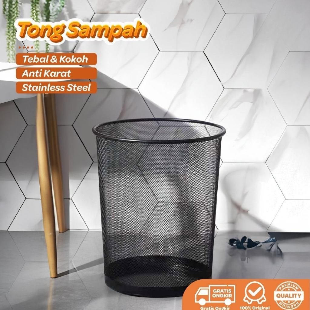 Jual Tempat Sampah Keranjang Jaring Besi Tong Bulat Metal Trash Bin ...