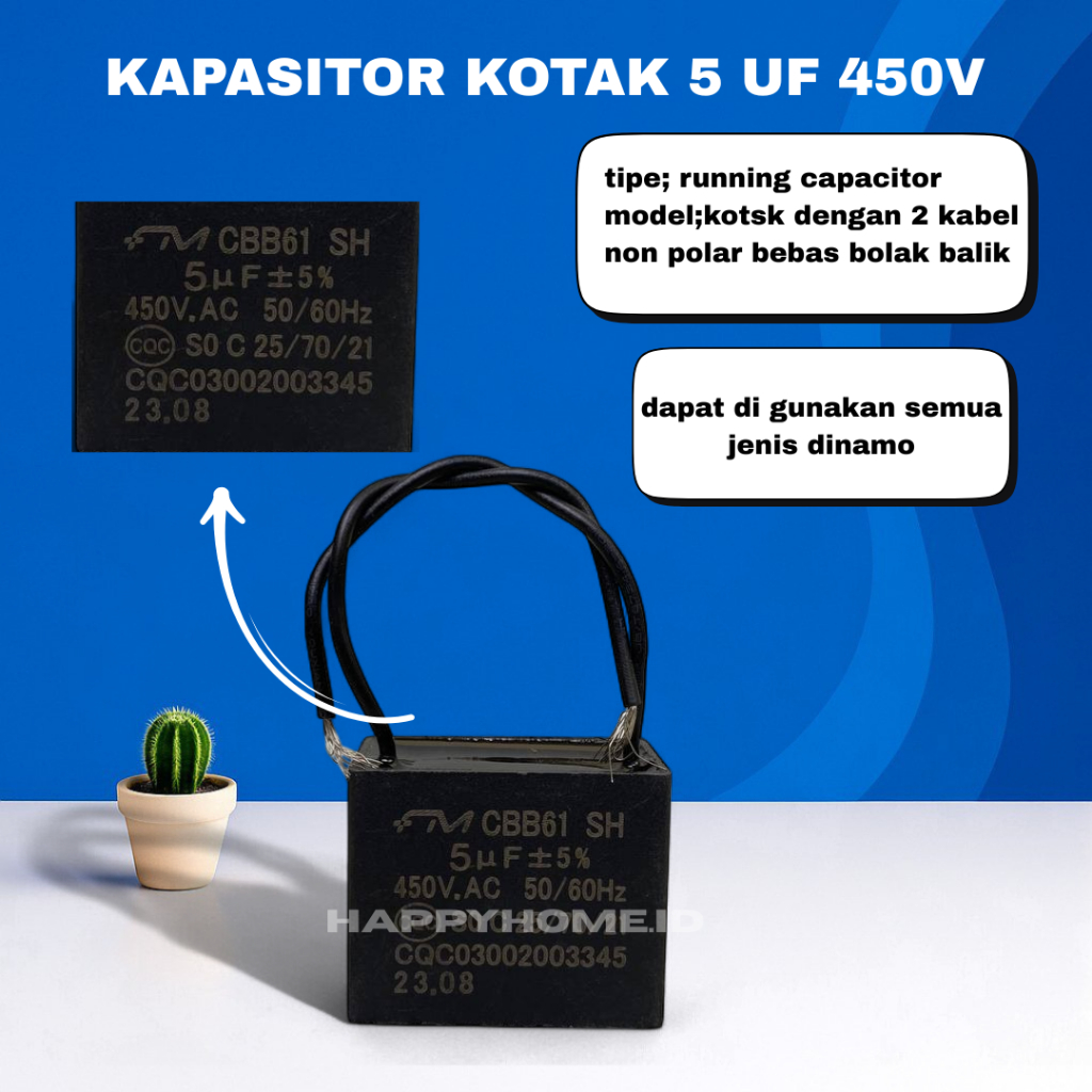 Jual KAPASITOR 5UF 450V KOTAK CAPACITOR 5 UF MIKRO 450 VOLT | CAPASITOR ...