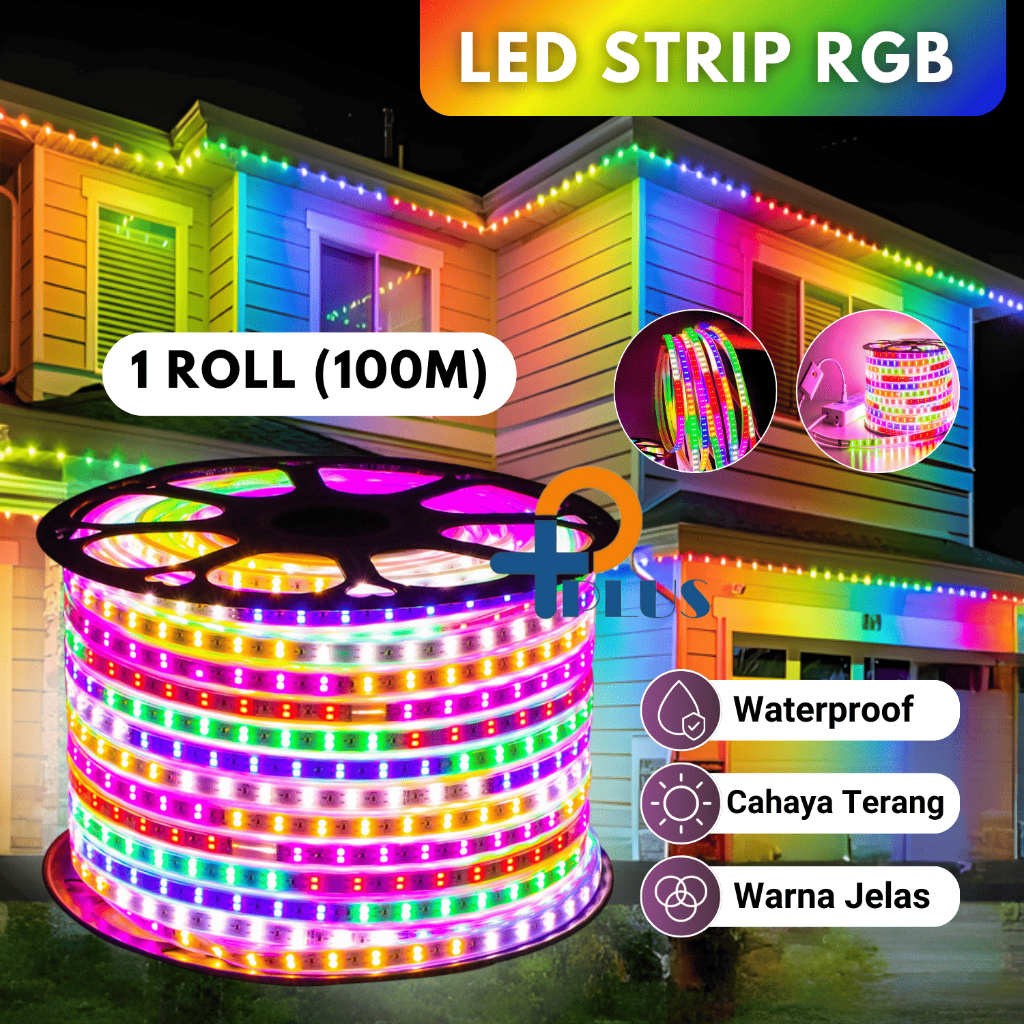 Jual [ Pplus ] 1 Roll 100m Lampu LED Strip Merah Putih Bonus 5 Soket ...