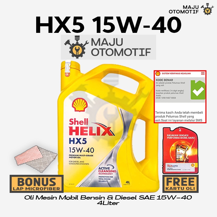 Jual Oli Mesin Shell Helix HX5 SAE 15W-40 4 Liter SCAN BARCODE Bensin ...