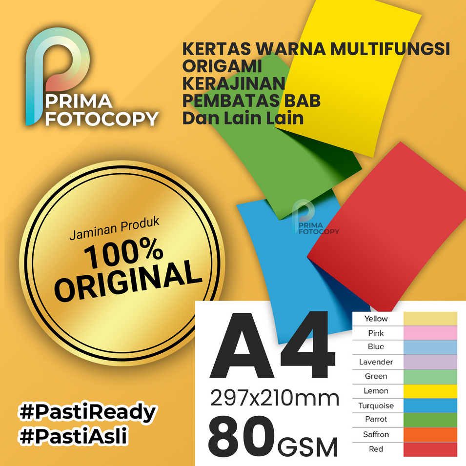 Jual Kertas Warna Hvs Origami Jumbo A4 Paper Craft Double Side Kertas ...